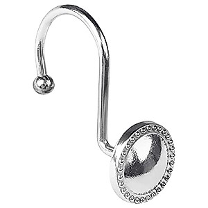 Shower Curtain Hooks, Set of 12 Chrome Shower Curtain Rings, Rust-Resistant Shower Hooks for Bathroom Shower Rod Curtains, Decorative Shower Curtain Hooks