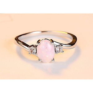 YAZILIND Oval Opal Cubic Zirconia Wedding Engagement Ring Ladies Mom Birthday Party Jewelry(Size 9)