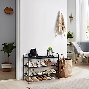 MAX Houser 3 Tier Free Standing Shoe Rack, Shoe Organizer for Closet,Metal Shoe Storage Shelf for 9-12 Pairs of Shoes, Easy to Assemble, Entryway, Bedroom, Black