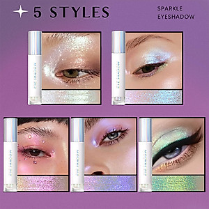 NewBang Glitter Liquid Eyeshadow,Holographic Multichrome Chameleon Eye Shadow Metallic Multi-Dimensional Sparking Shining Eyeliner Waterproof Longlasting Shimmer pigmented For Eyes Makeup-Pink