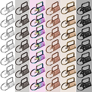 Tenare 180 Pcs Key Fob Hardware 6 Colors Keychain Fob Wristlet Hardware with Key Ring Key Fob Chain Hardware 1 Inch (180 Pcs)