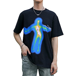 Laixton Men's Graphic Oversize Shirt Unisex Streetwear Casual Tunic Tops Loose Harajuku Aesthetic Tee Shirts