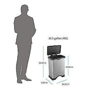 SIMPLYKLEEN SensaPed Touch Sensor 10.5-Gallon Rectangular Stainless Steel Trash Can with Lid