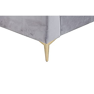 RUNWON 3 Seater 84.6'' Modern Chesterfield Curved Sectional Sofa Tufted Velvet 3 Seat Couch Button Tufed with Scroll Arms and Gold Metal Legs for Small Space Apartment Living Room, Grey