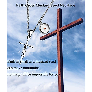 Faith Cross Mustard Seed Necklace Religious Jewelry Inspirational Christian Gift(faith necklace)