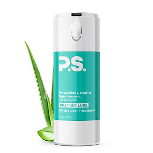 PS Personal Lubricant - Organic Aloe & Plant Based Lube - Clean, Vegan, & pH Balanced - 100% Natural Water Based Lubrication - 100ml Bottle
