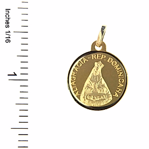 amalia 18K Solid Yellow Gold Our Lady of Altagracia Medal 16 mm