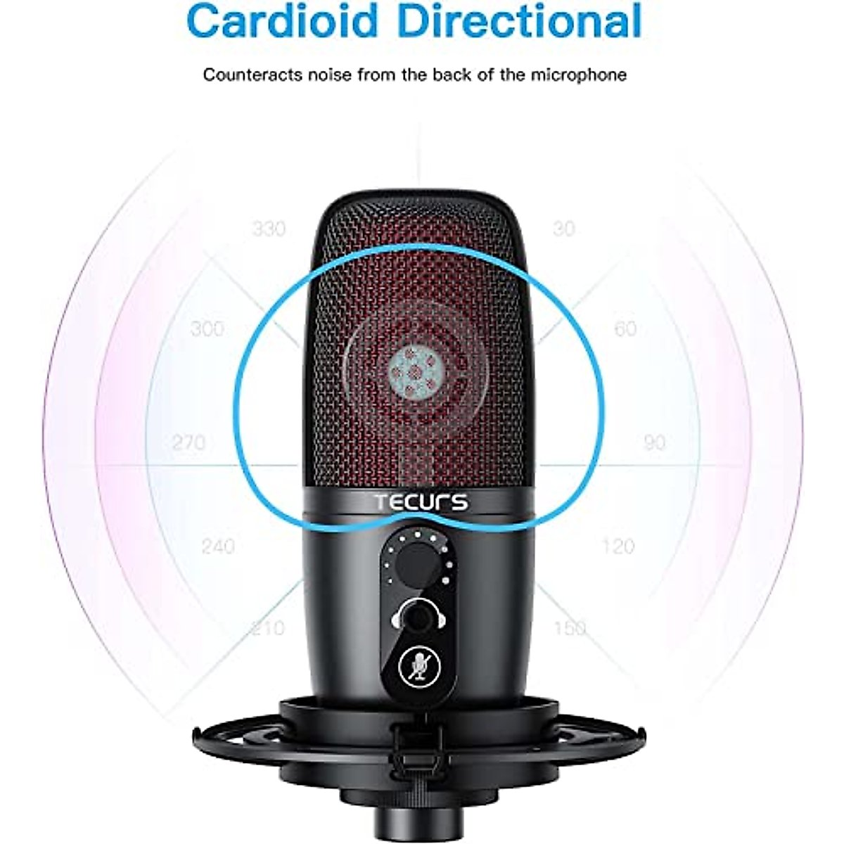 TECURS USB Microphone Condenser, PC Microphone Kit for Computer, Streaming Mic with Adjustable Boom Arm, Gaming,Microphone for Podcast, Twitch, YouTube, PS4, PS5