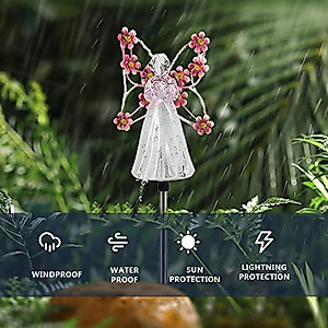 soputry Waterproof Solar Angel Lights, 2023 New Solar Angel Garden Stake Lights, Solar Powered Decorative Light for Garden Yard Patio Cemetery Grave Decorations (Yellow)