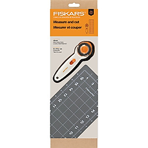 Fiskars Fabric Cutting 2pc Set for Sewing - with 45mm Rotary Cutter and 5in x 17in Cutting Mat