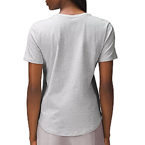 Lulucheri Women's Workout T-Shirt Short Sleeve Lightweight Crew Neck Shirts Yoga Running Exercise Athletic Tee Top (Large, White Marl Heather)