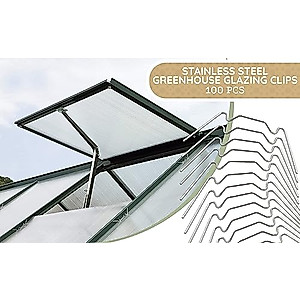 Mini Greenhouse Clips for Hanging - 100Pcs Stainless Steel Clips Green House Accessory Wire Clamp Clip pack for Harbor Freight Replacement Greenhouse Cover - Shade Clips Greenhouse Accessories