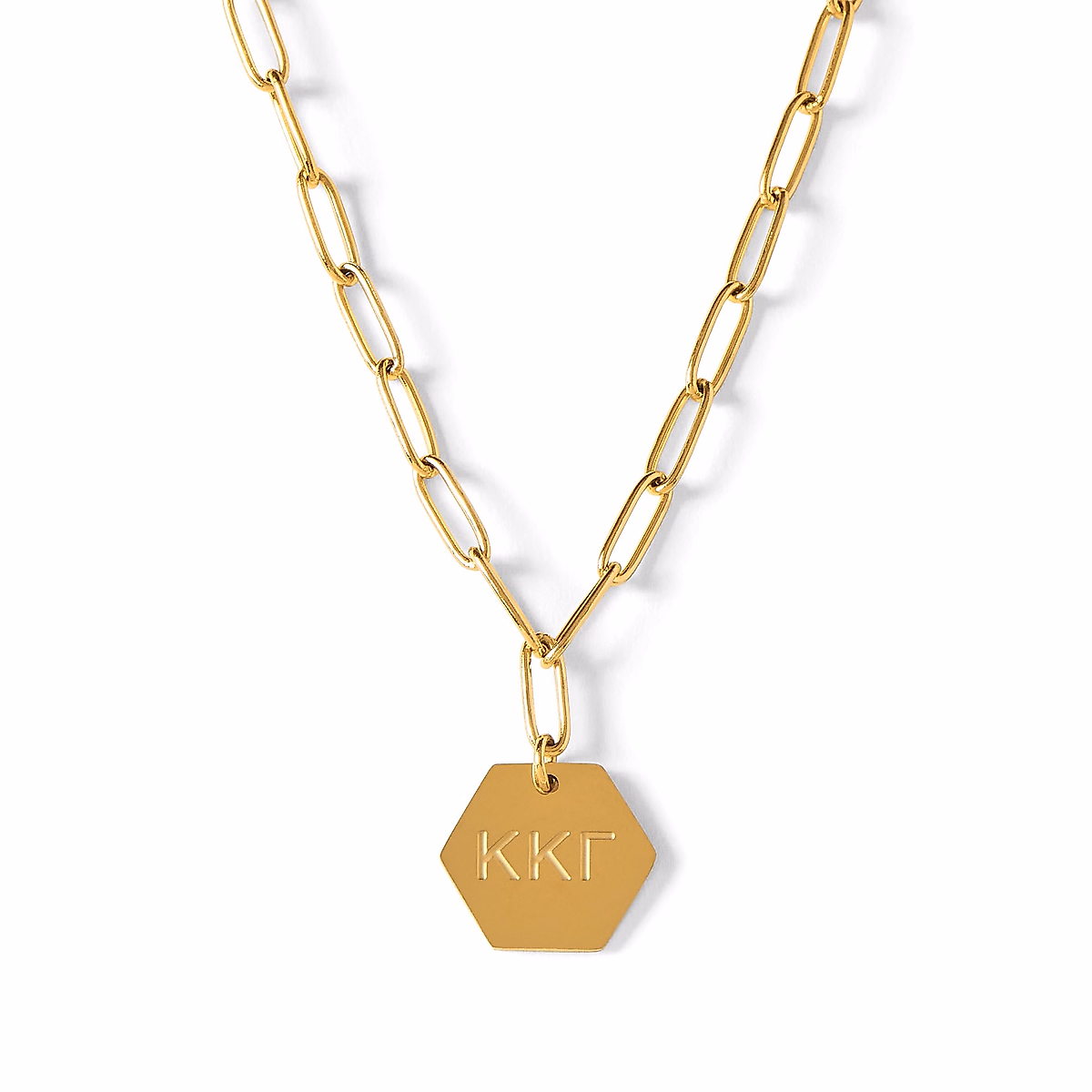 Sorority Shop Kappa Kappa Gamma Paperclip Necklace — KKG 18K Gold Plated Sorority Gifts Necklace, Long-Lasting Kappa Kappa Gamma Gifts for Women