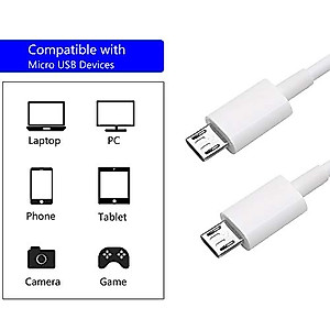 CERRXIAN 3Ft USB 2.0 Type A Male to 2 Micro USB Male Splitter Y Data Charge Connector Adapter Cable (White)