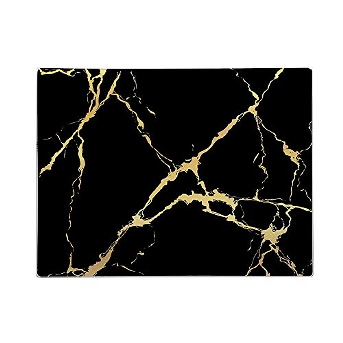 VASUHOME Tempered Glass Cutting Board Set of 2-16x12 inch Marble Pattern Chopping Board for Kitchen - Scratch, Heat, Shatter Resistant and Easy to Clean- Black(Gold) and Clear