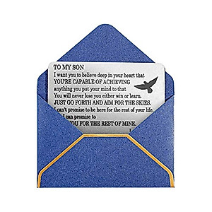 Personalized Engraved Stainless Steel Wallet Card Insert for Son - Unique Custom Love Note Metal Cards from Mom Mother for Birthday Graduation Christmas