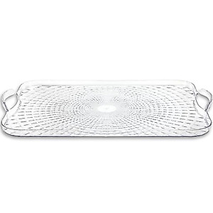 Modern Clear Plastic Pixel Serving Tray with Handles - 18" x 13" (1 Pc.) – Stylish & Durable – Ideal for Entertaining, Parties, Appetizers, and Display