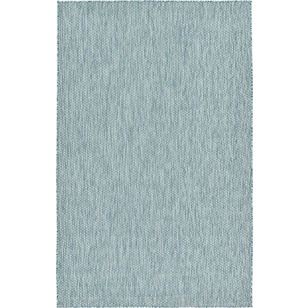 Unique Loom Collection Casual Transitional Solid Heathered Indoor/Outdoor Flatweave Area Rug (5' 3" x 8' Rectangle, Aquamarine/Ivory)