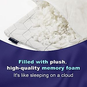 Rotroyce Shredded Memory Foam Pillow Queen Size, Adjustable for Side Back and Stomach Sleepers, Single Pack, Luxury Extra Comfy Bed Neck Pillows with Washable Cover