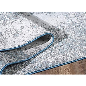 LUXE WEAVERS Modern Abstract Coastal Gray Blue 5x7 Area Rug, Stain Resistant Living Room Carpet