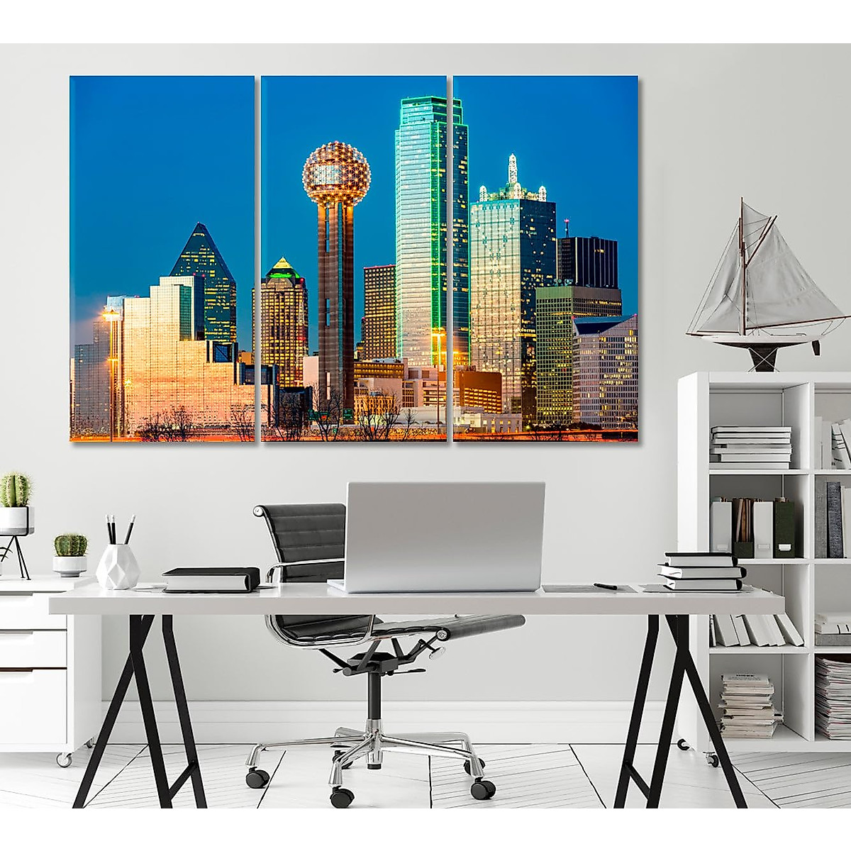 Dallas Skyline at Sunset USA Canvas Print 1 Panel / 36x24 inches