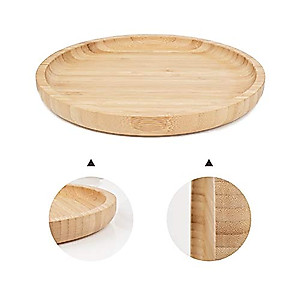 ANOTION Bamboo Plant Saucer, Suitable for 6-8 inch Plant Pots, 2 Packs Plant Pot Saucers Durable Bamboo Plant Tray for Indoors(20cm)