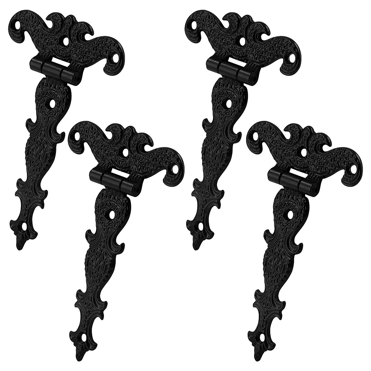 Cionyce 4Pcs Tee-Strap Hinges Heavy Duty Hinges Hardware Antique Black Decorative Hinges for Barn Door,Gate with Screws (4.33" *2.75")