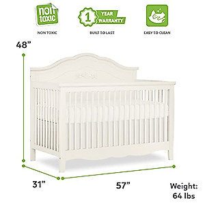 SweetPea Baby Rose 4-in-1 Convertible Crib in Ivory Lace, Baby Crib with Spindles, Greenguard Gold Certified, Easy Assembly, Sustainable New Zealand Pinewood