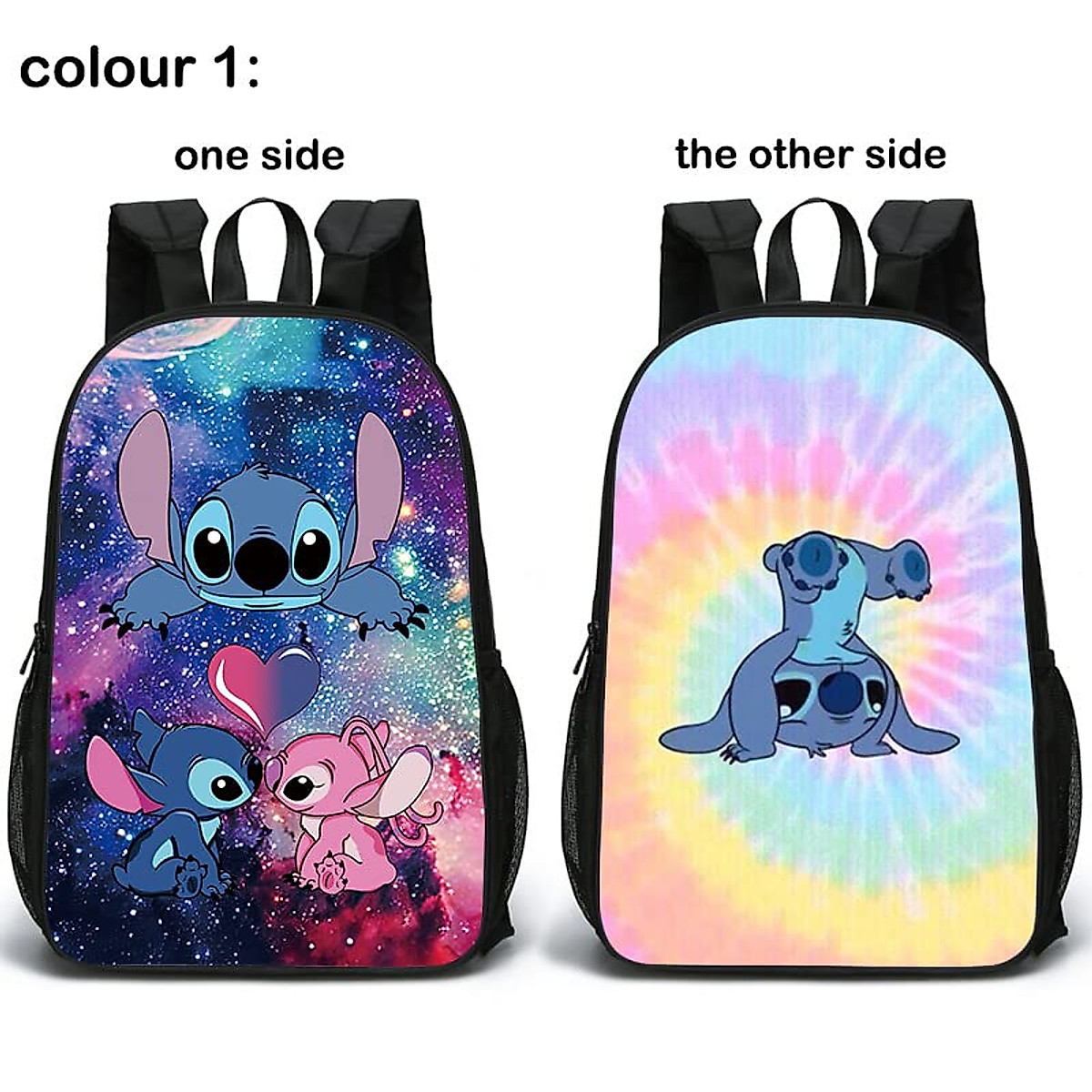 Edles Elves stitch double sided Backpack Anime for School Cosplay Cartoon Bag Trip 3D Printed Daypack