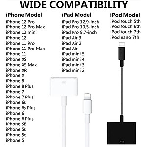 Lightning to 30-Pin Adapter, iPhone 8 Pin Male to 30 Pin Charger ipad Connector Adapter Data Sync Cable Connector Compatible iPhone 14/13/12/11/X/8/iPad/Bluetooth (White)