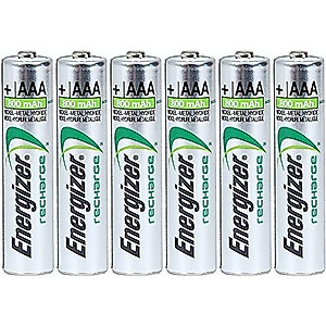 Energizer AAA Rechargeable NiMH Battery 800 mAh 1.2V x six (6) Batteries