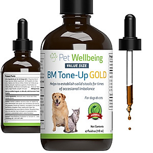 Pet Wellbeing BM Tone-Up Gold for Dogs & Cats - Vet-Formulated - Diarrhea & Loose or Runny Stools - Natural Herbal Supplement 4 oz (118 ml)
