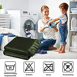 PiccoCasa Flannel Fleece Blanket Throw Size Army Green - Luxury Sofa Throws and Blankets with Ruffle Trim - Lightweight Plush Microfiber Solid Decor Blanket for Couch,Bed, Chair, 50" x 60"