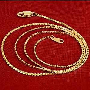 LIFETIME JEWELRY 1.4mm Serpentine Chain Necklace for Women & Men 24k Gold Plated (20 inches, Gold)