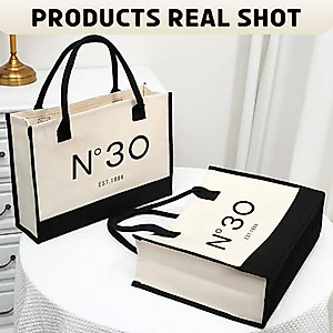 QLSKO 30th Birthday Gift Canvas Tote Bag for Women,N°30 EST.1994 Keepsake Beach Bag 30 Party Birthday Idea Present supplies for Her