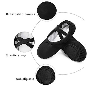 Stelle Canvas Ballet Shoes Toddler Girls Ballet Slippers No-Tie Boys Dance Shoes(Black,2MB)