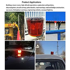 Solar Strobe Warning Light, with Strong Magnetic Base High Bright LED Flashing 360° Wireless Control Automatically Turn On Waterproof IP65 for Construction, Traffic, Factory, Safety Sign (Red)