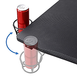 SUPER DEAL Gaming Desk 45" W x 23" D x 30" H Home Office Computer Desk w/Power Outlet, Free Red and Blue Stickers, Cup Holder, Headphone Hook, Black