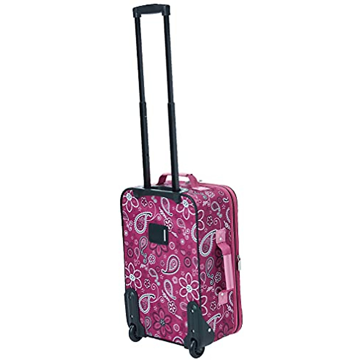 Rockland Fashion Softside Upright Luggage Set, Expandable, Wheel, Telescopic Handle, Pink Bandana, 2-Piece (14/19)