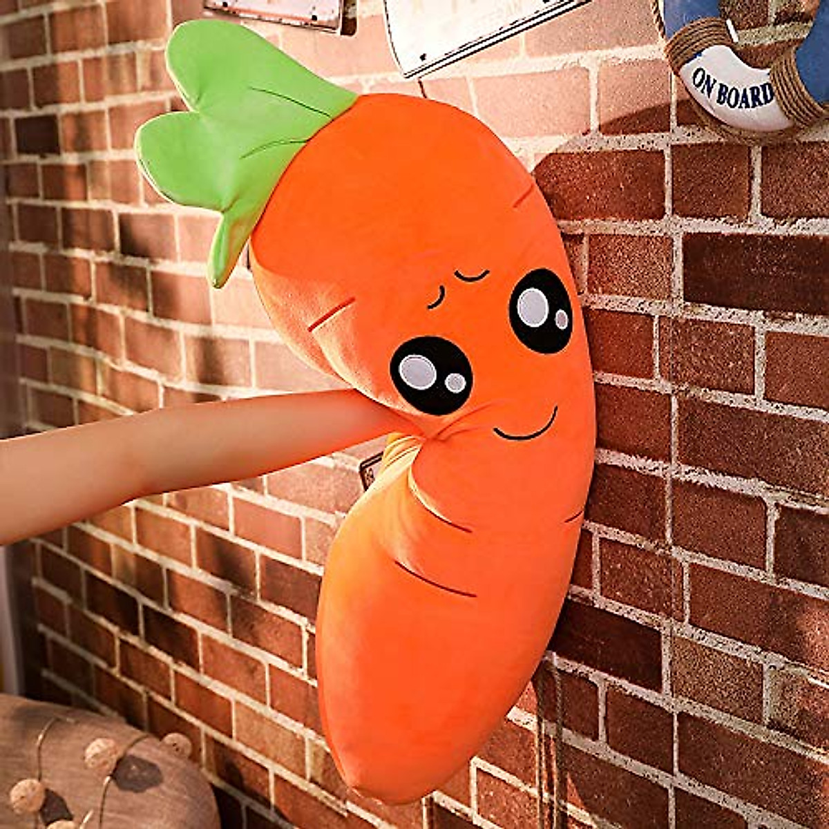 XIZHI 27.5" Carrot Hugging Pillow Kids Pillows Plush Cute Expression Stuffed Doll Toy (Cute)