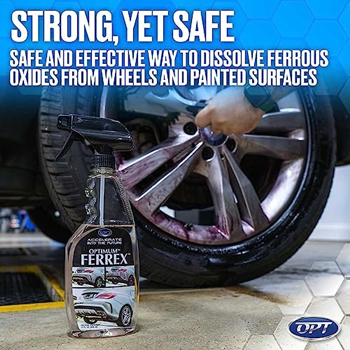 Optimum FerreX Iron Remover - 17 oz., Multi-Use Car Detailing Spray Acts as a Tar Remover and Car Wheel Cleaner, Safe for Use on Cars, RV's, Motorcycles, and Boats