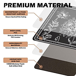 Kitchen Mat [2 PCS] Cushioned Anti-Fatigue Non Slip Waterproof Kitchen Rugs, Comfort Standing Mat for Kitchen, Office, Home, Laundry, 17.3"x28"+17.3"x47", Black and White