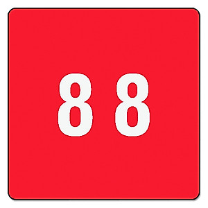 Smead DCC Color-Coded Numeric Label, 8, Label Roll, Red, 250 Labels per Roll (67428)