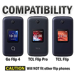 Case with Clip for Go Flip 4 / TCL FLIP Pro Phone, Nakedcellphone Slim Hard Shell Cover and [Rotating/Ratchet] Belt Hip Holster Holder Combo for Alcatel 4056W, 4056L, 4056Z, 4056V - Black