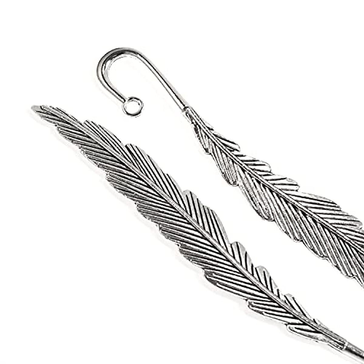 5 Silver Feather Bookmarks, Metal DIY Bookmark Blanks