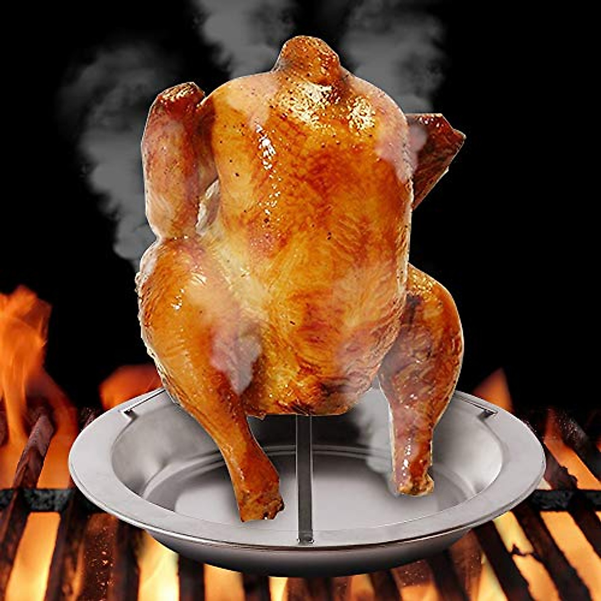Vertical Stainless Steel Chicken Roaster Rack - Duck Holder Grill Stand Roasting, Sturdy BBQ Barbecue Tray for Oven, Cooking Grill Pan Tool