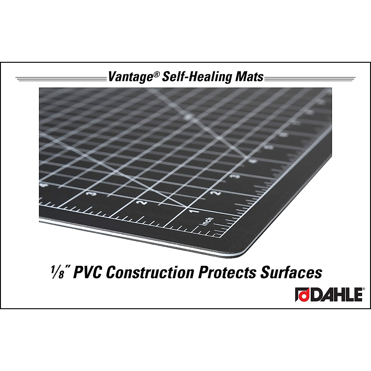 Dahle Vantage 10673 Premium Self-Healing Cutting Mat, 24"x36", 1/2" Grid, 5 Layers for Max Healing, Perfect for Crafts & Sewing, Black