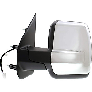 Kool Vue Driver Side Power Heated Mirror for Nissan NV2500 NV3500 NV1500 2012-2021 Manual Fold With Spotter Glass; Without Signal Light Chrome