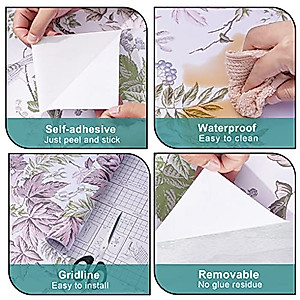 Arthome Peel and Stick Wallpaper Self Adhesive Birds Floral Contact Paper 17 inch × 10 feet Wall Paper Removable Decorative Vinyl for Room and Furniture Decoration.