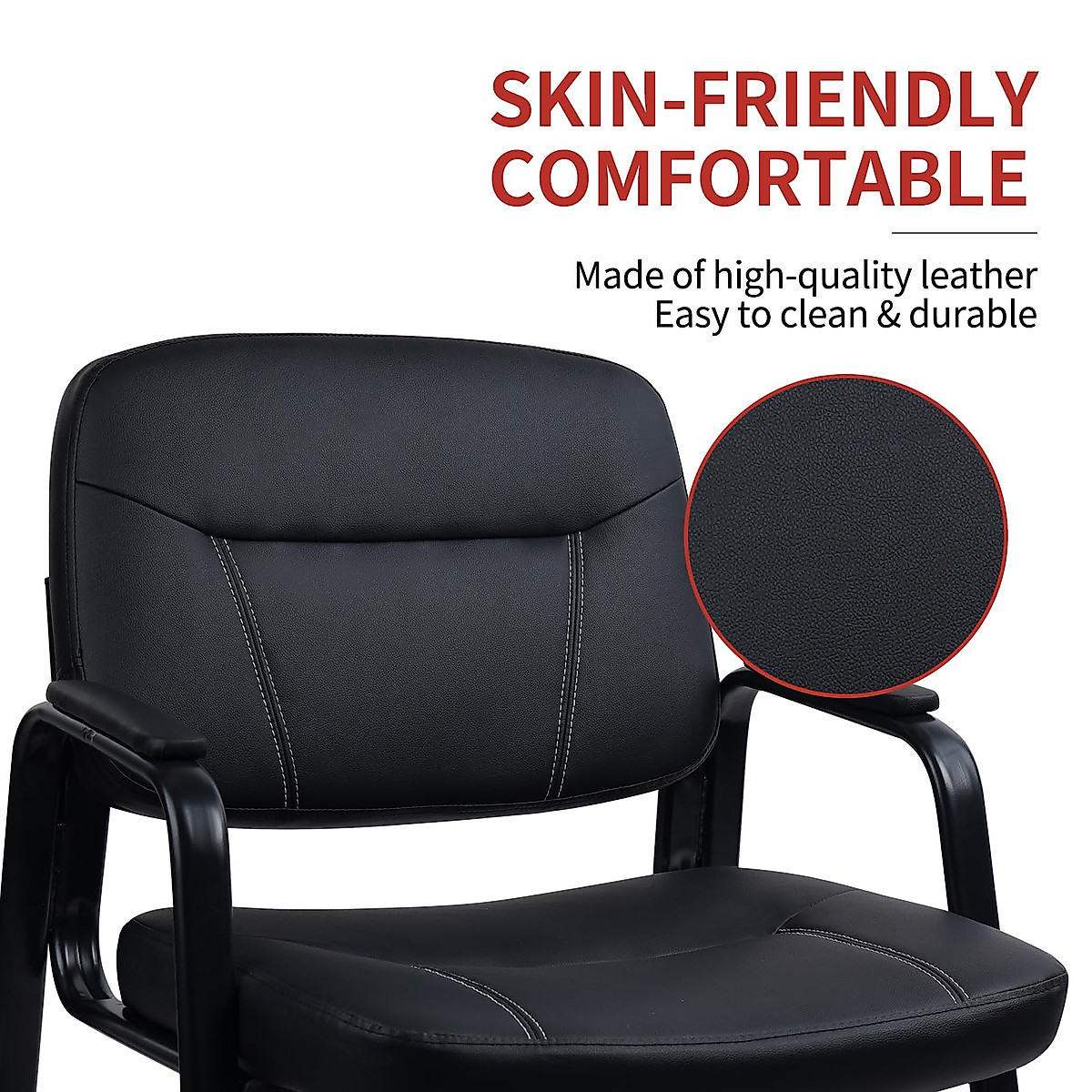 CLATINA Big and Tall Office Guest Chair 400lbs Reception Chair with Bonded Padded Armrest Backrest Sled Base Office Guest Chair for Conference Waiting Room Office Home Set of 4 Black